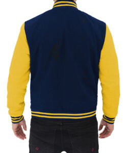 Navy Blue and Yellow Baseball Style Jacket