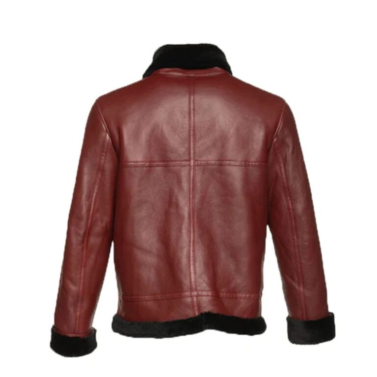 Aurelius burgundy bomber shearling jacket